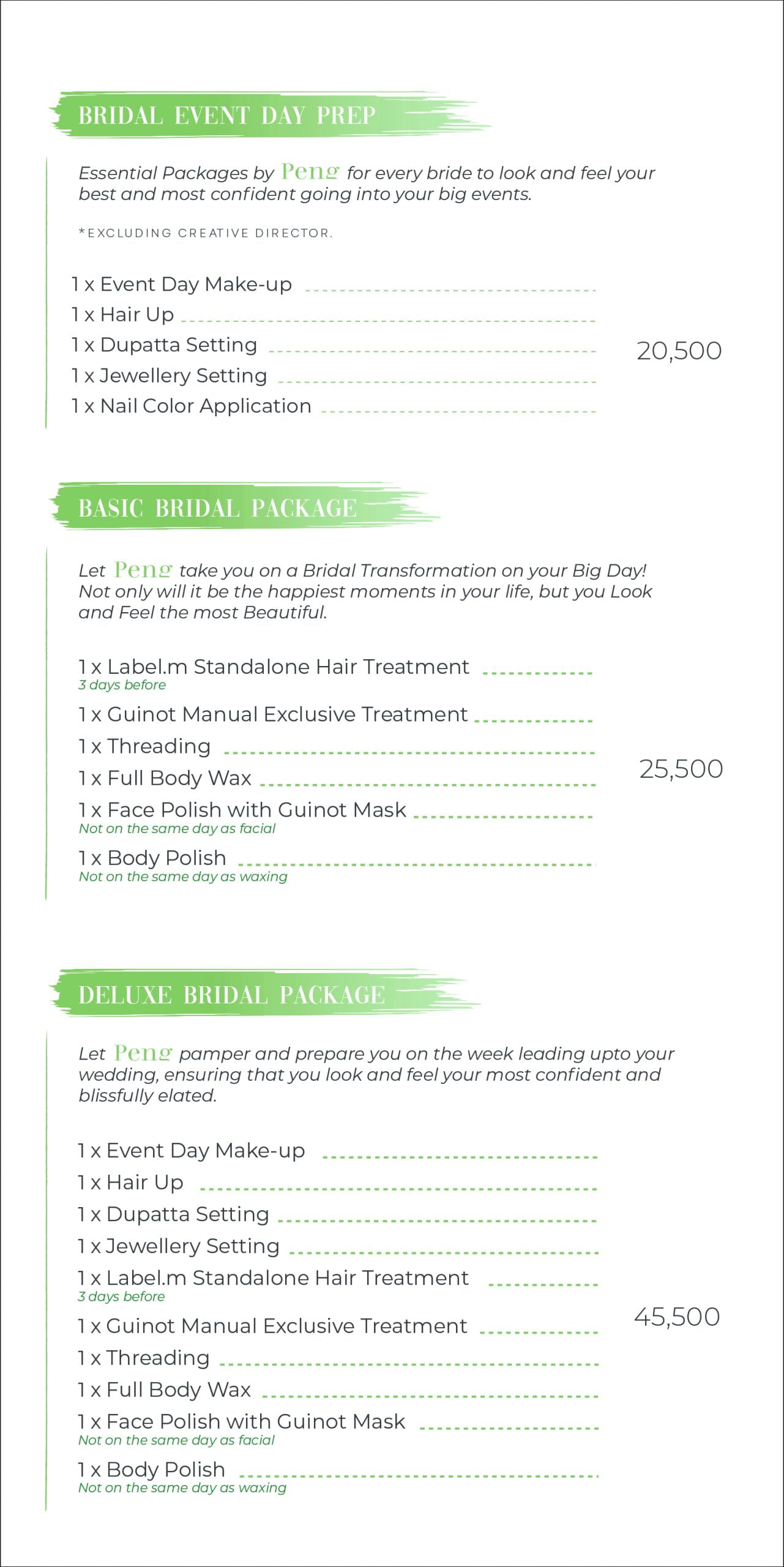 bridal packages – Peng Salon & Spa