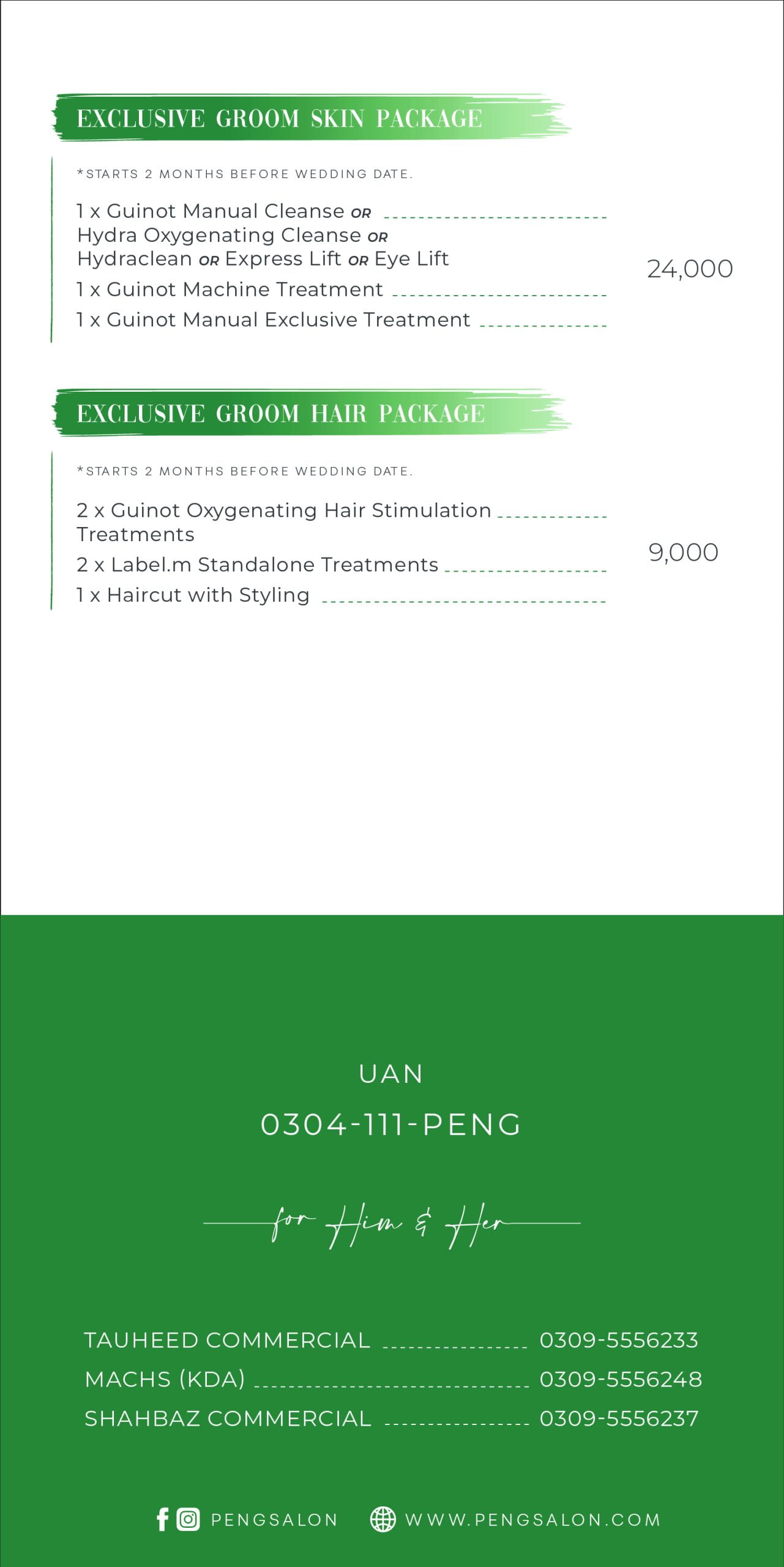 Groom packages – Peng Salon & Spa