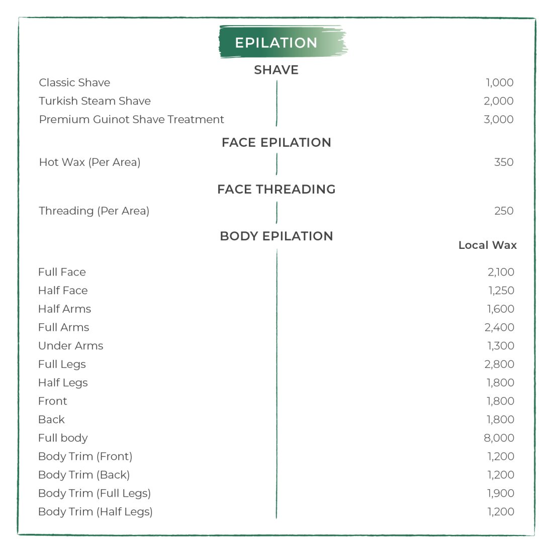 Men Price List – Peng Salon & SPA